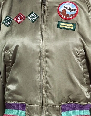 DIESEL® Satin Bomber Jacket With Patches