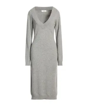 Sportmax Long Sleeve V-neck Dress - Gray