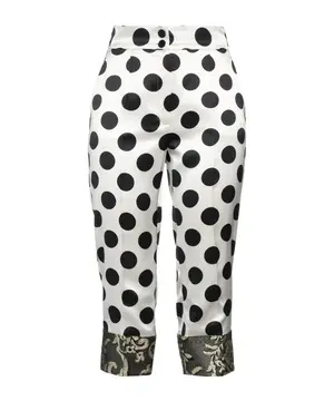 Dolce & Gabbana Polka Dot Satin Casual Pants - White