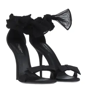 Dolce & Gabbana Grosgrain And Tulle Bow Detailed High Heel Sandals