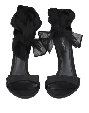 Dolce & Gabbana Grosgrain And Tulle Bow Detailed High Heel Sandals
