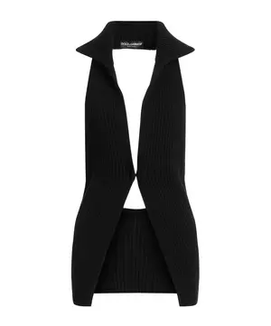 Dolce & Gabbana Solid Color Wool Sleeveless Top - Black