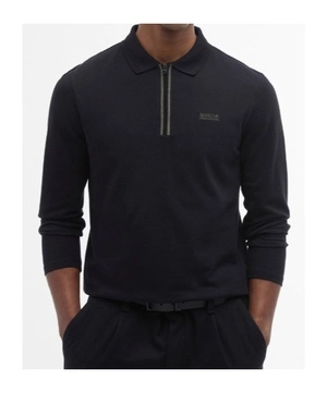 Barbour Long-sleeved Zip-up Polo Shirt - Black