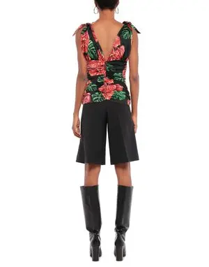 Dolce & Gabbana Sleeveless Floral Print Satin Top - Green