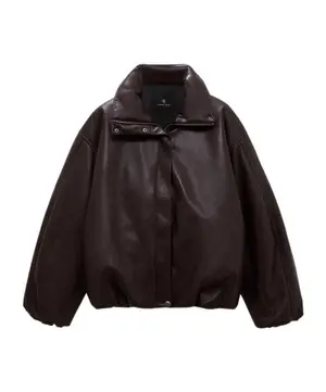 ANINE BING Long-sleeved Cotton-padded Jacket - Deep Brown