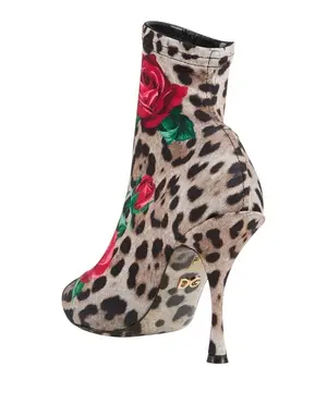 Dolce & Gabbana Pointed Toe Leopard Print Ankle Boots