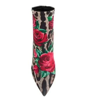 Dolce & Gabbana Pointed Toe Leopard Print Ankle Boots