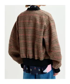 Essentiel Antwerp Checked Wool Bomber Jacket