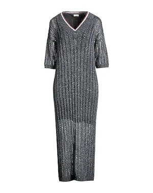 Brunello Cucinelli Short-sleeve V-neck Dress - Gray