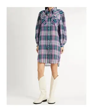 Isabel Marant Étoile Plaid Long Sleeve Shirt Dress
