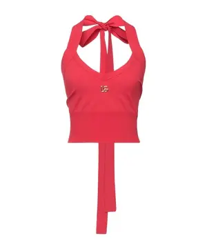 Dolce & Gabbana Solid Color Sleeveless V-neck Top - Red