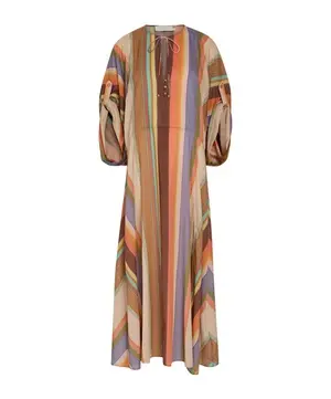 Zimmermann Striped Cotton Tunic Midi Dress - Brown