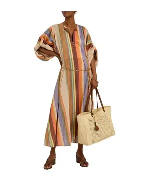 Zimmermann Striped Cotton Tunic Midi Dress