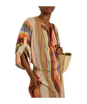 Zimmermann Striped Cotton Tunic Midi Dress