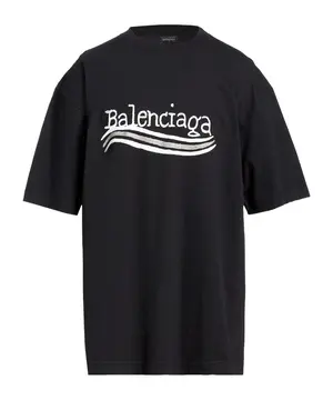Balenciaga Printed Crew Neck Short-sleeve T-shirt - Black