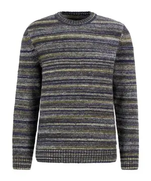 Barbour Long Sleeve Striped Crew Neck Sweater - Black
