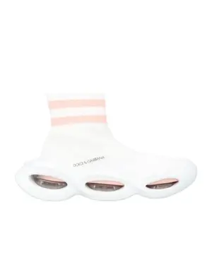 Dolce & Gabbana Two-tone Knit Sock Shoes - White