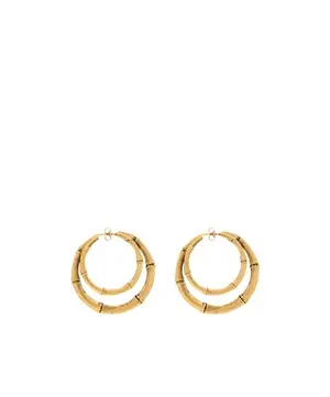 Saint Laurent Bamboo Double Hoop Earrings - Yellow