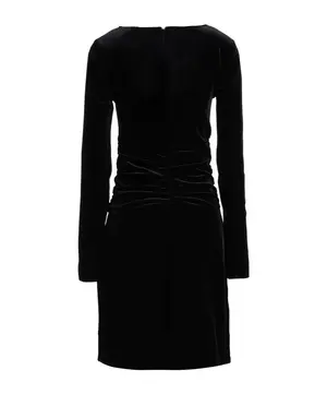 GANNI Velvet Long Sleeve Square Neck Dress