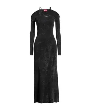 DIESEL® Solid Color V-neck Long Sleeve Dress - Black