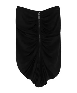 Burberry Solid Color Elastic Waist Midi Skirt - Black