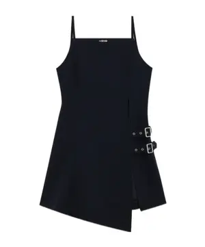 We11Done Paneled Logo Plaque Dress - Navy Blue