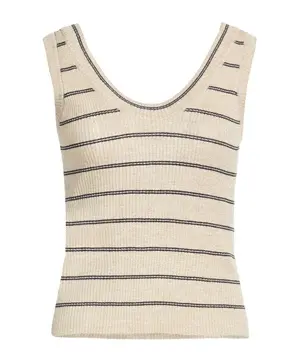BRUNELLO CUCINELLI Sleeveless Striped Lightweight Knit Top