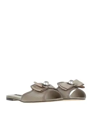 Dolce & Gabbana Two-tone Leather Bow Detail Slide Slippers