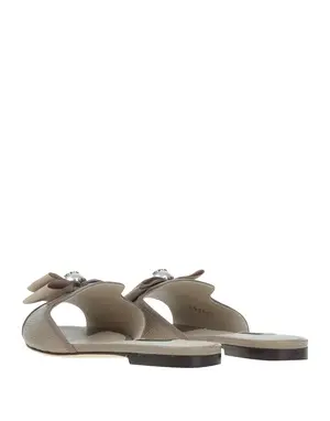 Dolce & Gabbana Two-tone Leather Bow Detail Slide Slippers