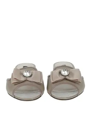 Dolce & Gabbana Two-tone Leather Bow Detail Slide Slippers