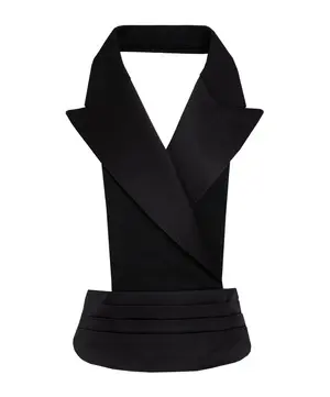Dolce & Gabbana Solid Satin Sleeveless Top - Black