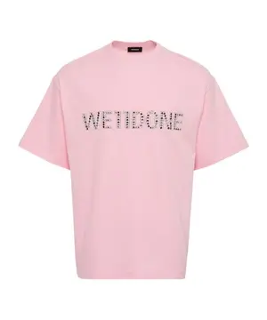 We11Done Logo Embellished Crewneck T-shirt - Pink