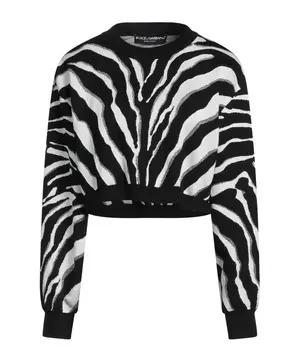 Dolce & Gabbana Zebra Print Metallic Knit Sweater - Black