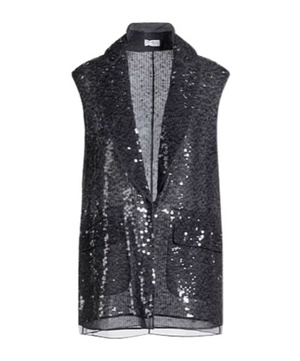 Brunello Cucinelli Sleeveless Sequined Blazer - Black