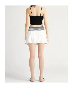 Tory Burch Striped Waist Pleated Skirt