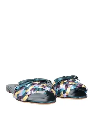 Dolce & Gabbana Metallic Bow Slide Sandals - Gray
