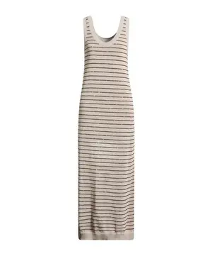 Brunello Cucinelli Sleeveless Sequined Striped Maxi Dress