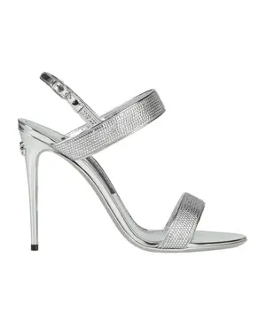Dolce & Gabbana Metallic Thin Heel Sandals - Gray