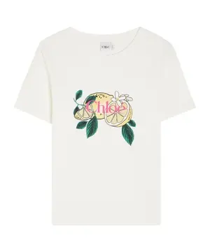 Chloé Minimalist Versatile Solid Color T-shirt - White