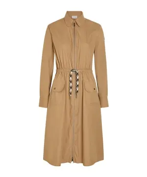 Moncler Poplin Midi Shirt Dress - Nude