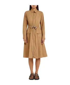 Moncler Drawstring Poplin Midi Shirt Dress