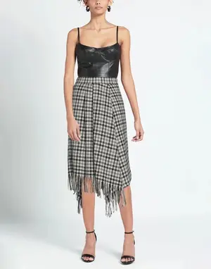 Brunello Cucinelli Checked Midi Skirt With Fringe Detail