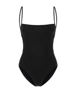 Prada Interlock Knit One-piece Swimsuit - Black