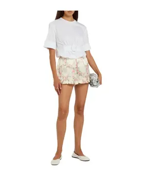 Simone Rocha Floral Print Elastic Waist Shorts