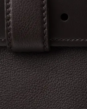 Prada Buckled Leather Tote Bag - Dark Brown