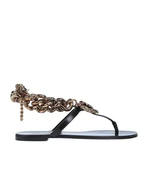 Dolce & Gabbana Two-tone Embellished Flip-flop Sandals - Black