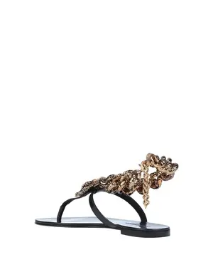 Dolce & Gabbana Two-tone Embellished Flip-flop Sandals