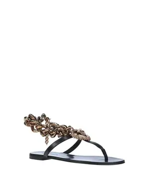 Dolce & Gabbana Two-tone Embellished Flip-flop Sandals