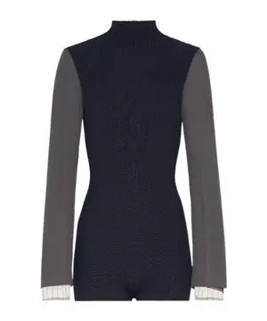 JEAN PAUL GAULTIER Ribbed Mock Neck Bodysuit