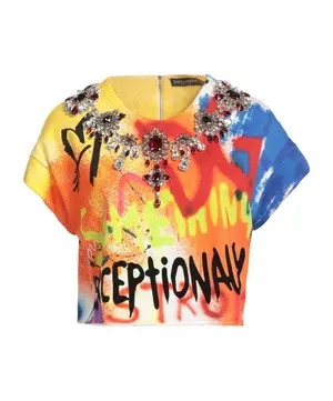 Dolce & Gabbana Embellished Tie-dye Cropped Top